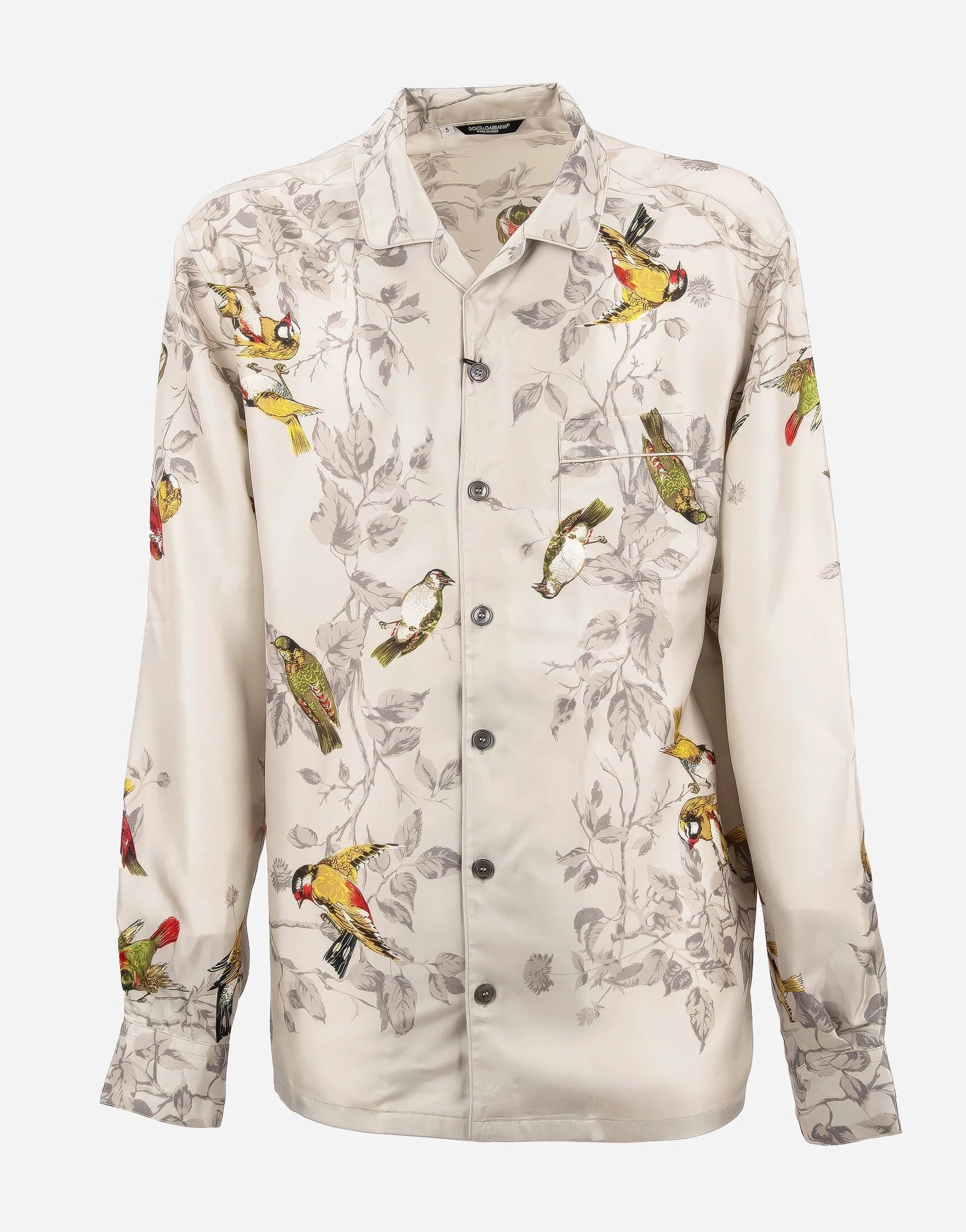 Dolce & Gabbana Bird-Print Silk Pyjama Shirt | Sendegaro
