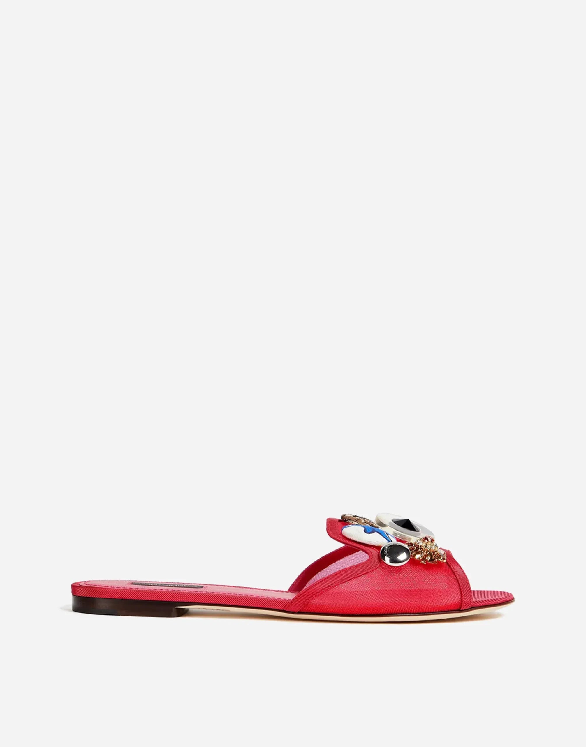 Dolce & Gabbana Embellished Mesh Flat Sandals | Sendegaro UK